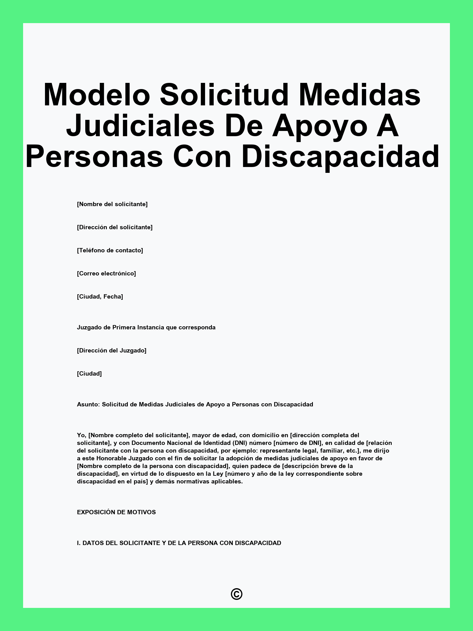 Modelo Solicitud Medidas Judiciales De Apoyo A Personas Con Discapacidad