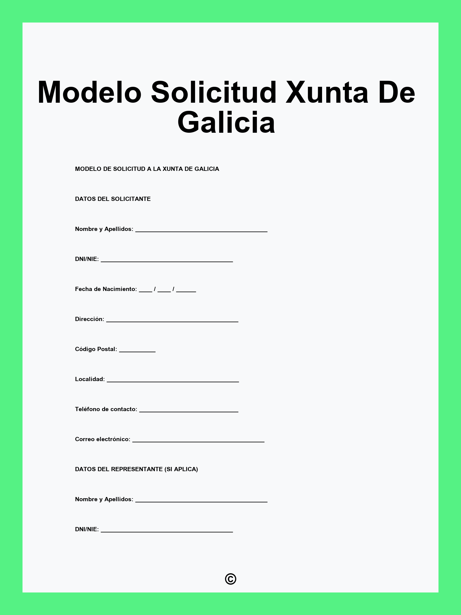 Modelo Solicitud Xunta De Galicia